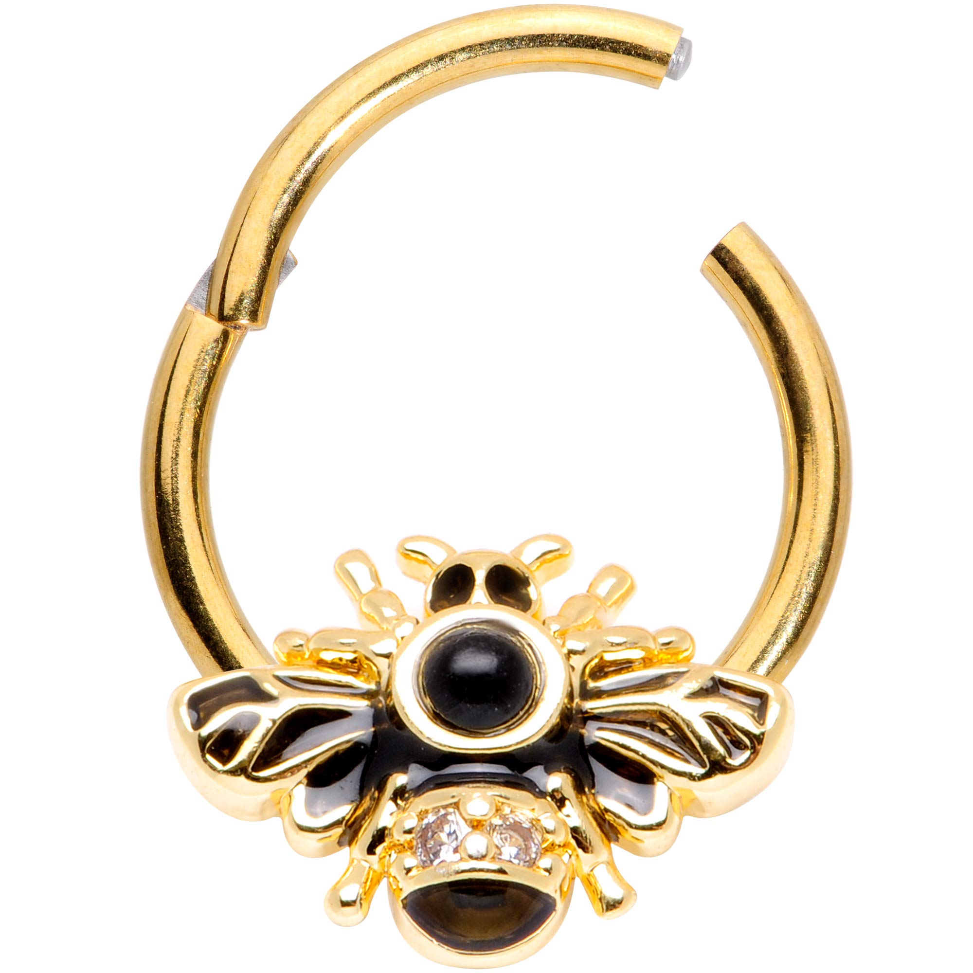 Body Candy 16G PVD Steel Hinged Segment Ring Seamless Cartilage Nipple Ring Insect Bee Nose Hoop 3/8"