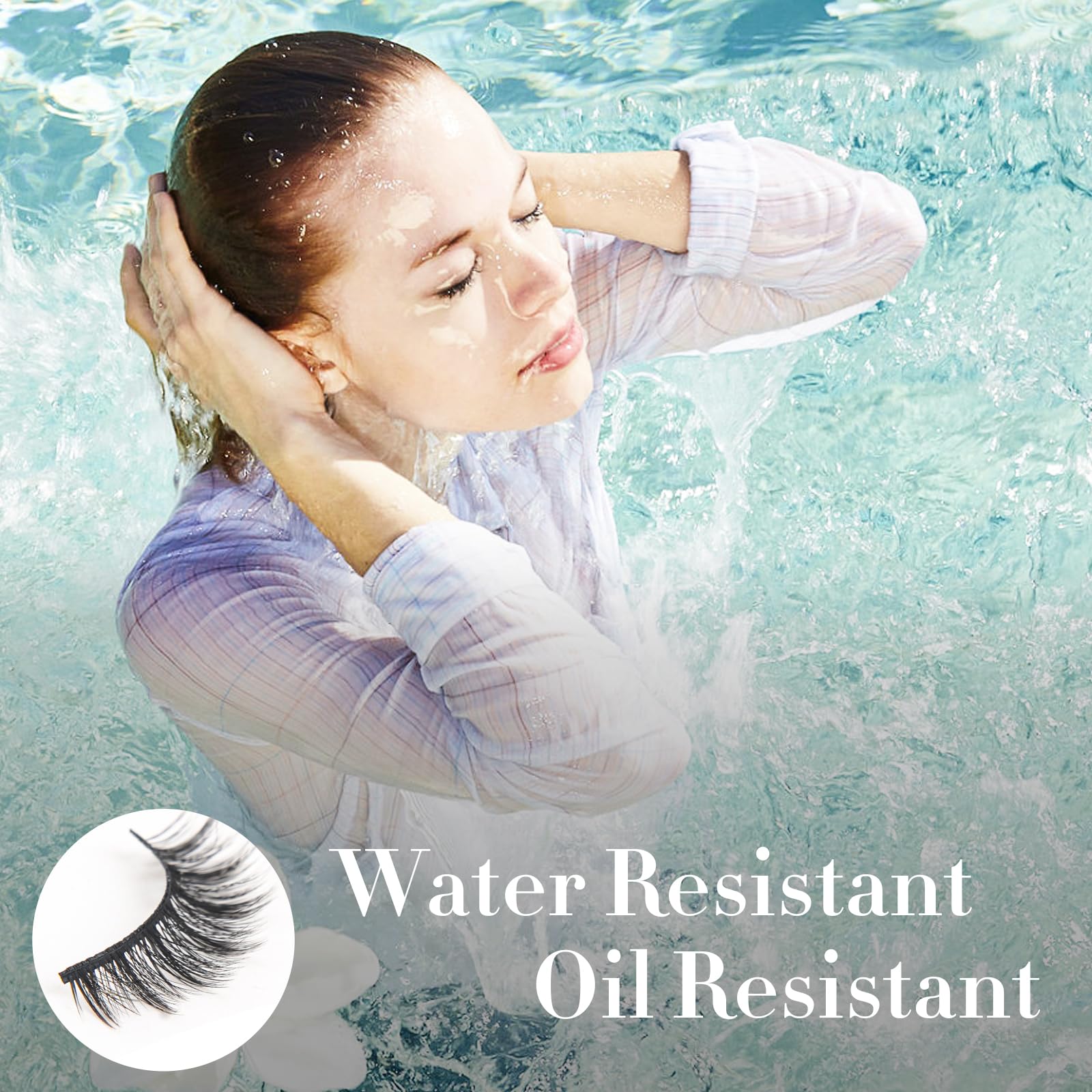 BYUVEVSR Self Adhesive Eyelashes 3 Pairs Glueless Lashes Natural Look Fluffy Mink Lash 8mm 10mm 12mm Self Sticking Eye Lashes 3D Mink Reusable NO Glue Adhesive Lashes