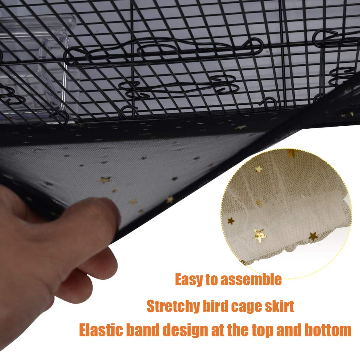 Bonaweite Extra Large Mesh Bird Seed Catcher, Bird Cage Stretchy Guard Cover, Birdcage Nylon Shell Skirt Traps Guards - 29.5β Height