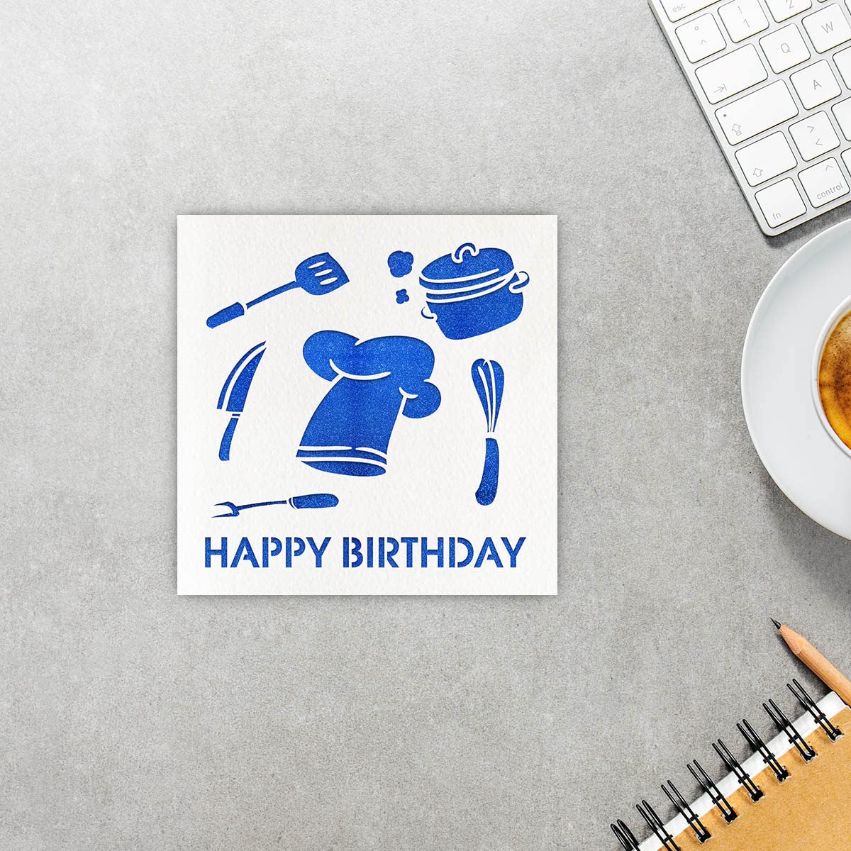 MAGJUCHE Blue Chef Happy Birthday Card, Glitter Laser Cut Cooking Greeting Card For Men, Father