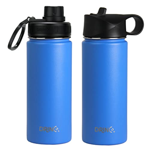 DRINCO Stainless Steel Water Bottle Spout Lid Vacuum Insulated Double Wall Water Bottle Wide Mouth (40oz 32oz 22oz 18oz 14oz) Leak Proof Keeps Cold or Hot (18 oz, 18oz Royal Blue)