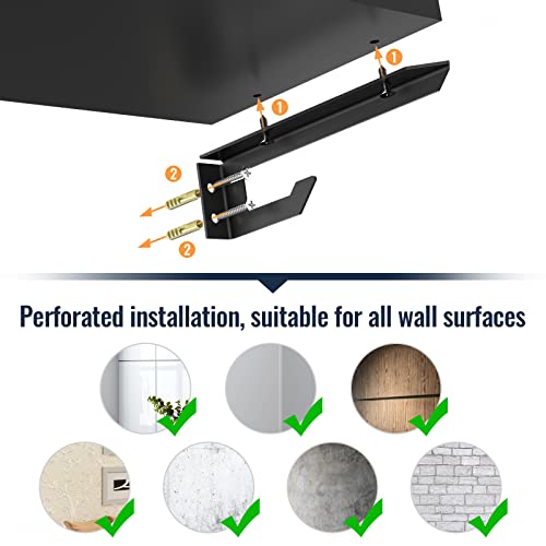 NiHome Black Floating Shelves for Wall Decor Industrial Wall Shelves for Storage Bedroom Hanging Bathroom Shelf Floating Bookshelf Set of 3