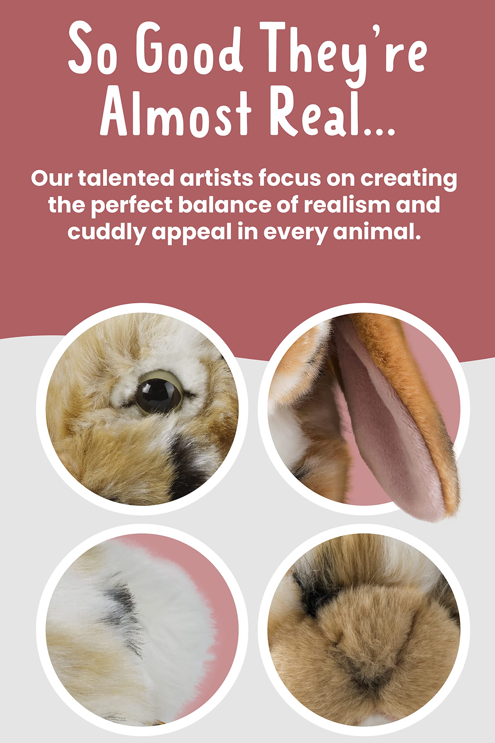Living Nature Brown Dutch Lop Eared Rabbit Stuffed Animal | Fluffy Rabbit Animal | Soft Toy for Kids | 10 inches