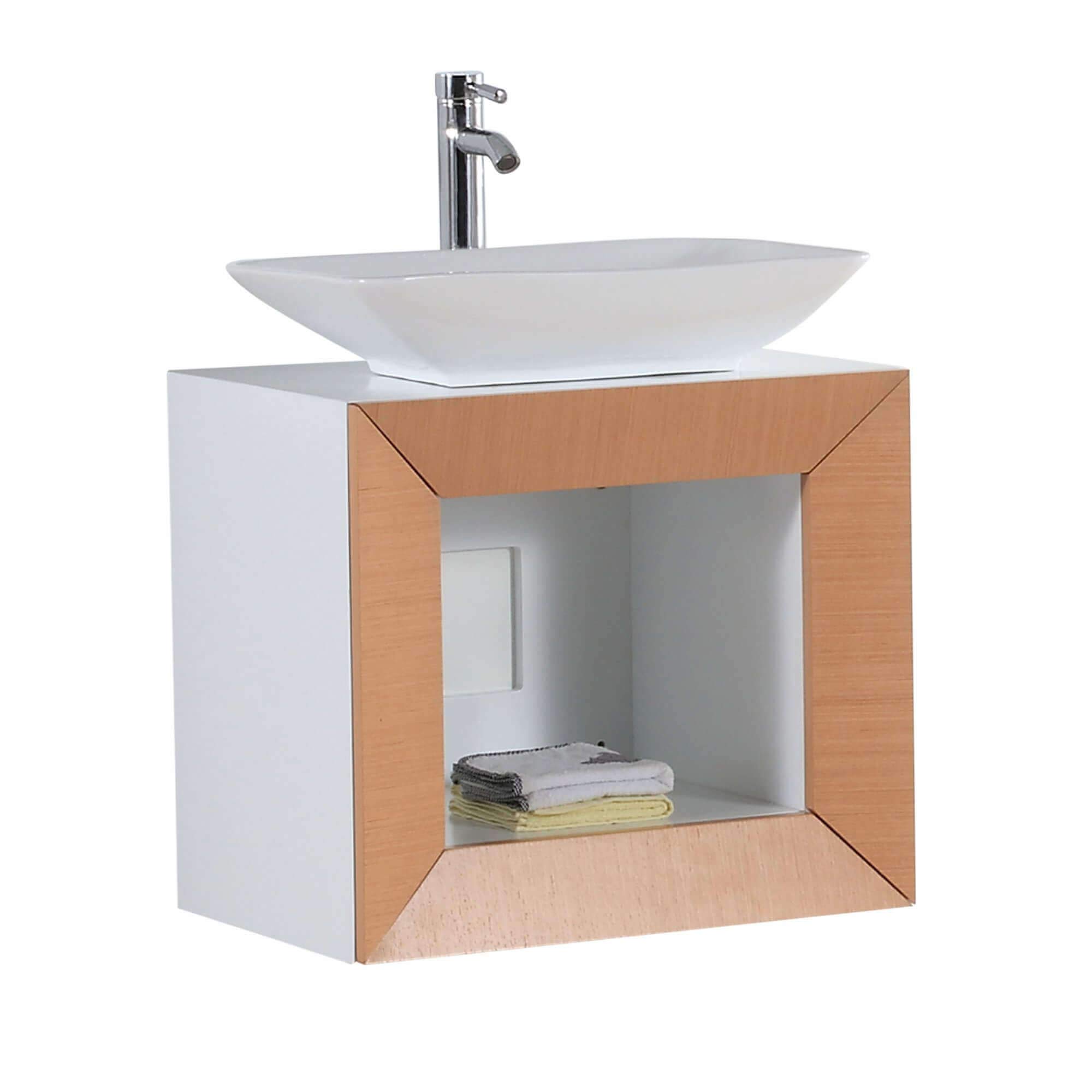 Fine Fixtures Maxi 24" Wall Mounted Bathroom Vanity Set Elm Veneer with Vessel Sink