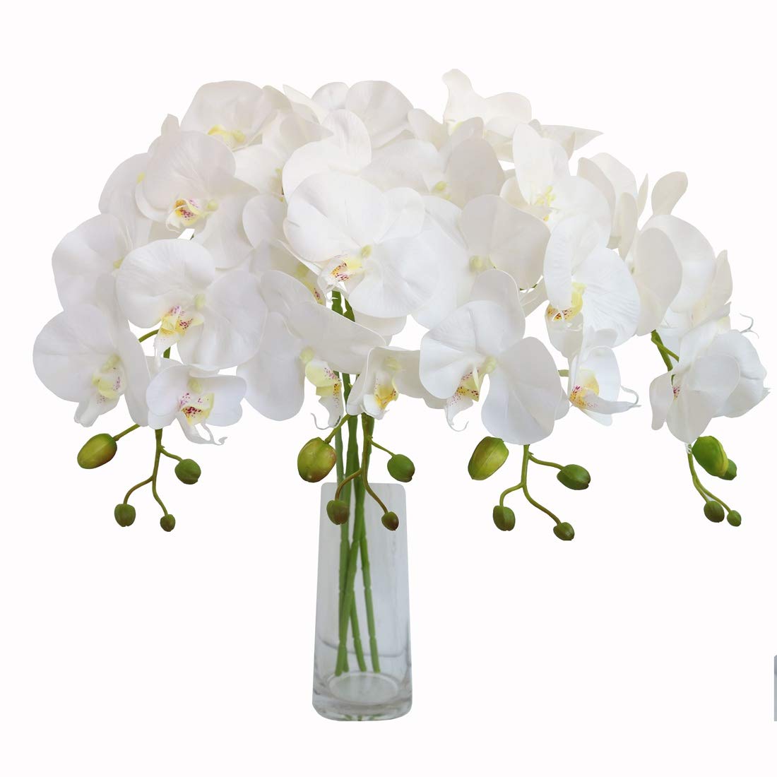 Jasming 2pcs Real Touch Artificial Orchid Green Leaves