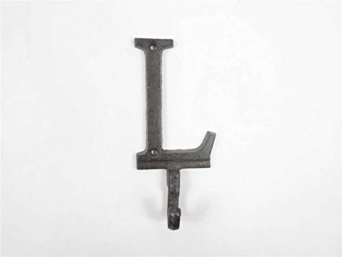 Hampton Nautical Cast Iron Letter L Alphabet Wall Hook 6" - Decorative Cast Iron - Iron Wall Dec