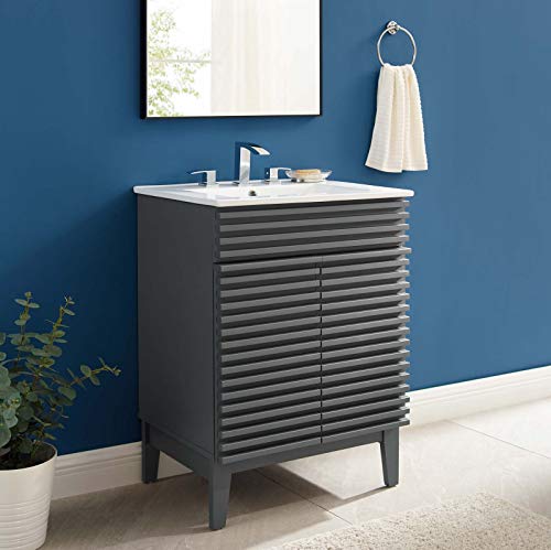 Modway Render Vanity with Sink-Floor, 24 Inch, Gray White