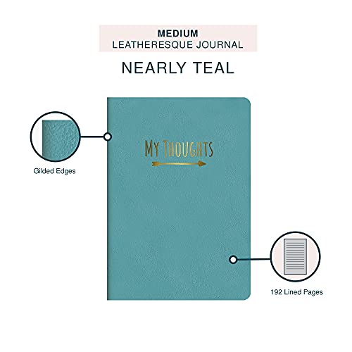 Medium Leatheresque Journal by Studio Oh! - Nearly Teal - 5.5" x 7.75" - 192 Lined Pages with Gilded Edges and Padded Leather-Like Textured Cover with Foil Stamping