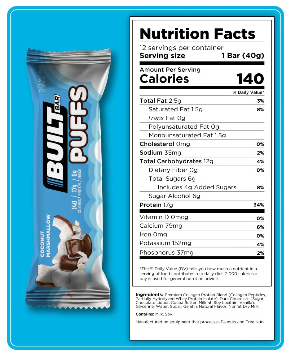 BUILT Protein Bars, Variety Pack, 12 Bars, Gluten Free, Protein Snacks, 17g High Protein, Collagen, Chocolate Protein Bar, Perfect Breakfast Bar, On The Go Protein Snack, post workout