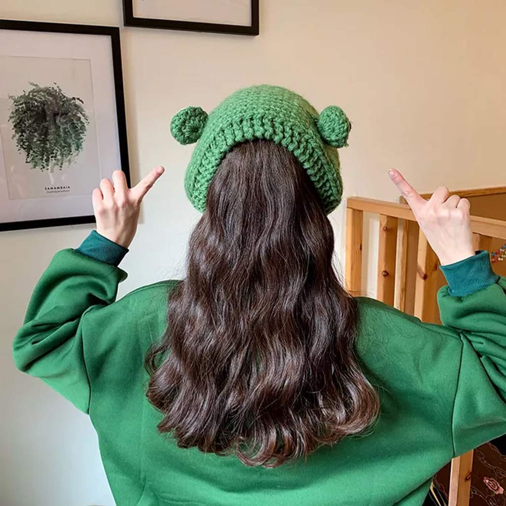Cnorialy Frog Headband Hat Cute Crochet Knitted Headband Outdoors Big Eye Frog Cap Earflap Ear Protective