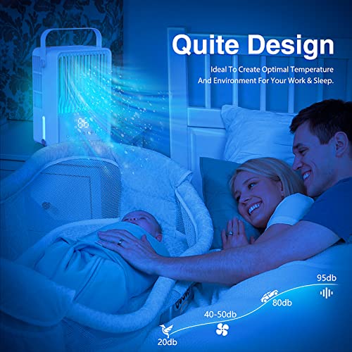 Portable Air Conditioner, 4 in 1 Evaporative Air Cooler with 600ml Water Tank, 1-8 H Timing Touch Screen Portable Air Cooler, Personal Desktop Cooling Fan for Car Home Camping Room