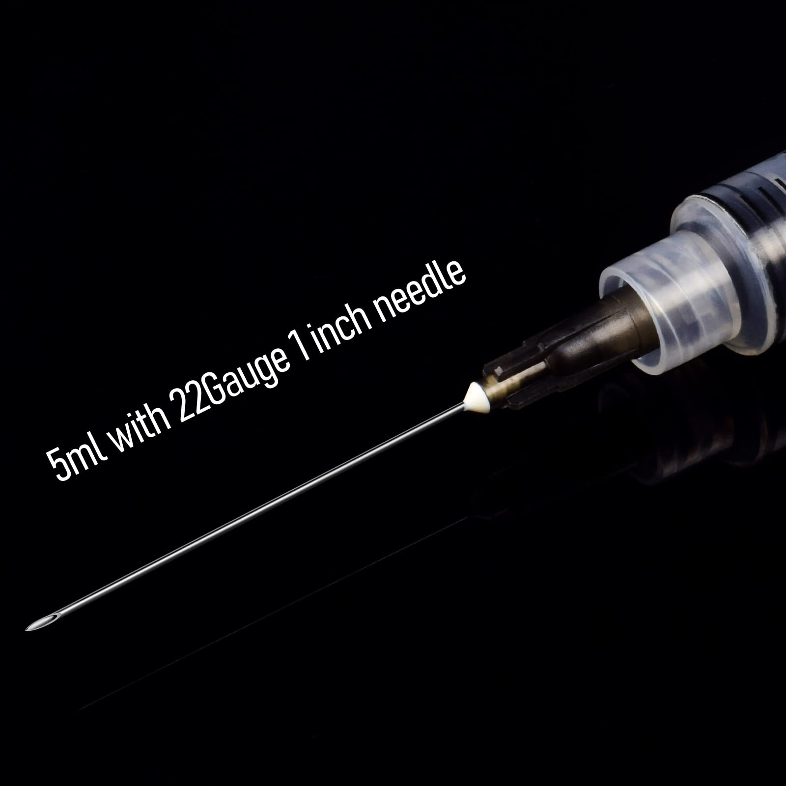 Disposable 5ml-cc Syringe with 22 Gauge 1 Inch Needle, Individual Wrapped, Pack of 20