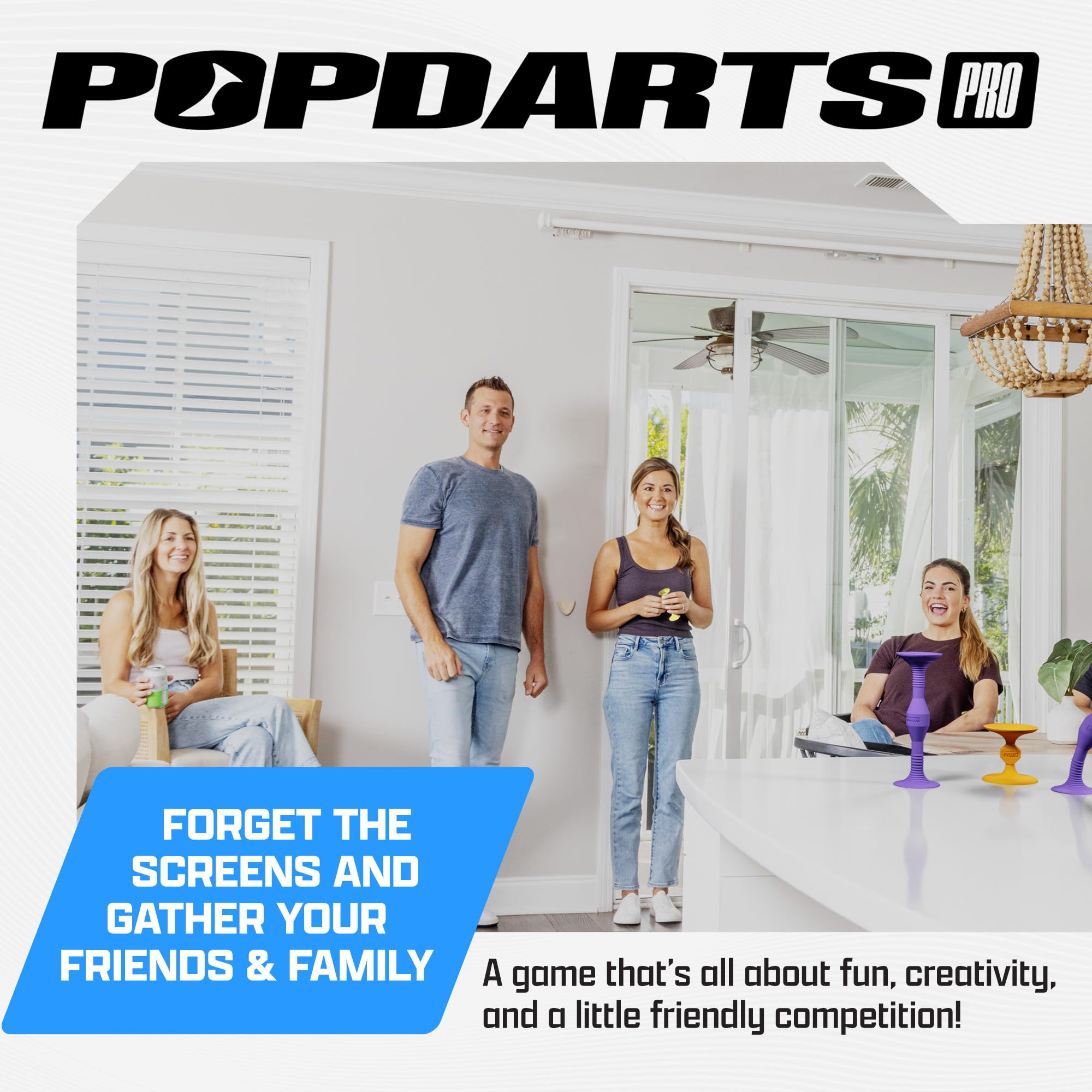 POPDARTS Pro Pack Game Set (Purple and Yellow) - Indoor, Outdoor Suction Cup Throwing Game - Competition with a POP