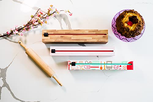 ChicWrap Rose Marble Parchment Paper Dispenser - Includes 15"x 33" (42 Sq. Ft) Roll of Unbleached Baking, Cooking & Culinary Paper - Reusable Dispenser w/Slide Cutter - Ideal Dispenser & Saves Money