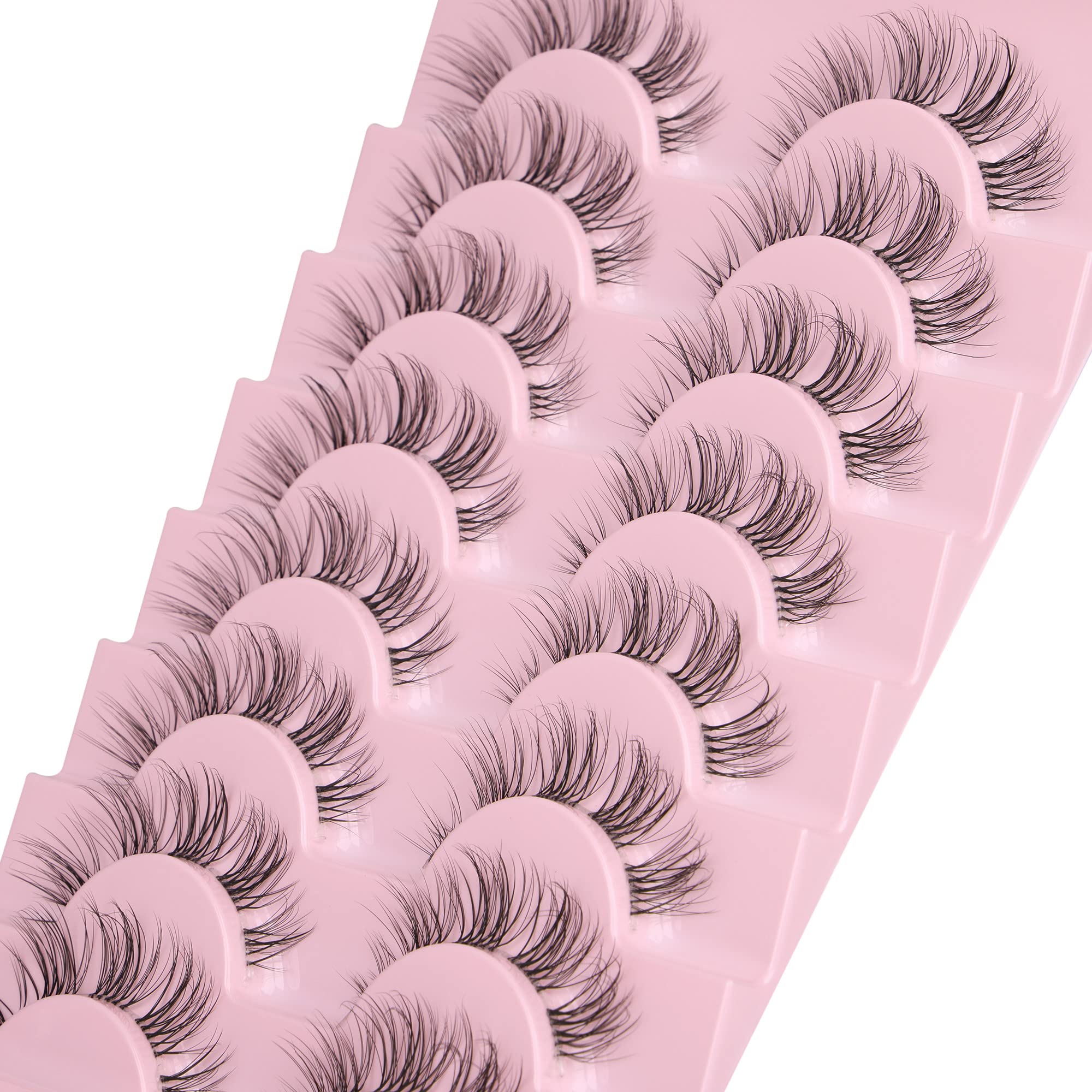 Cluster Lashes with Clear Band Fluffy False Eyelashes Natural Look Wispy Lashes Individual Lashes DIY Lash Extensions Natural False Lashes 8 Pairs