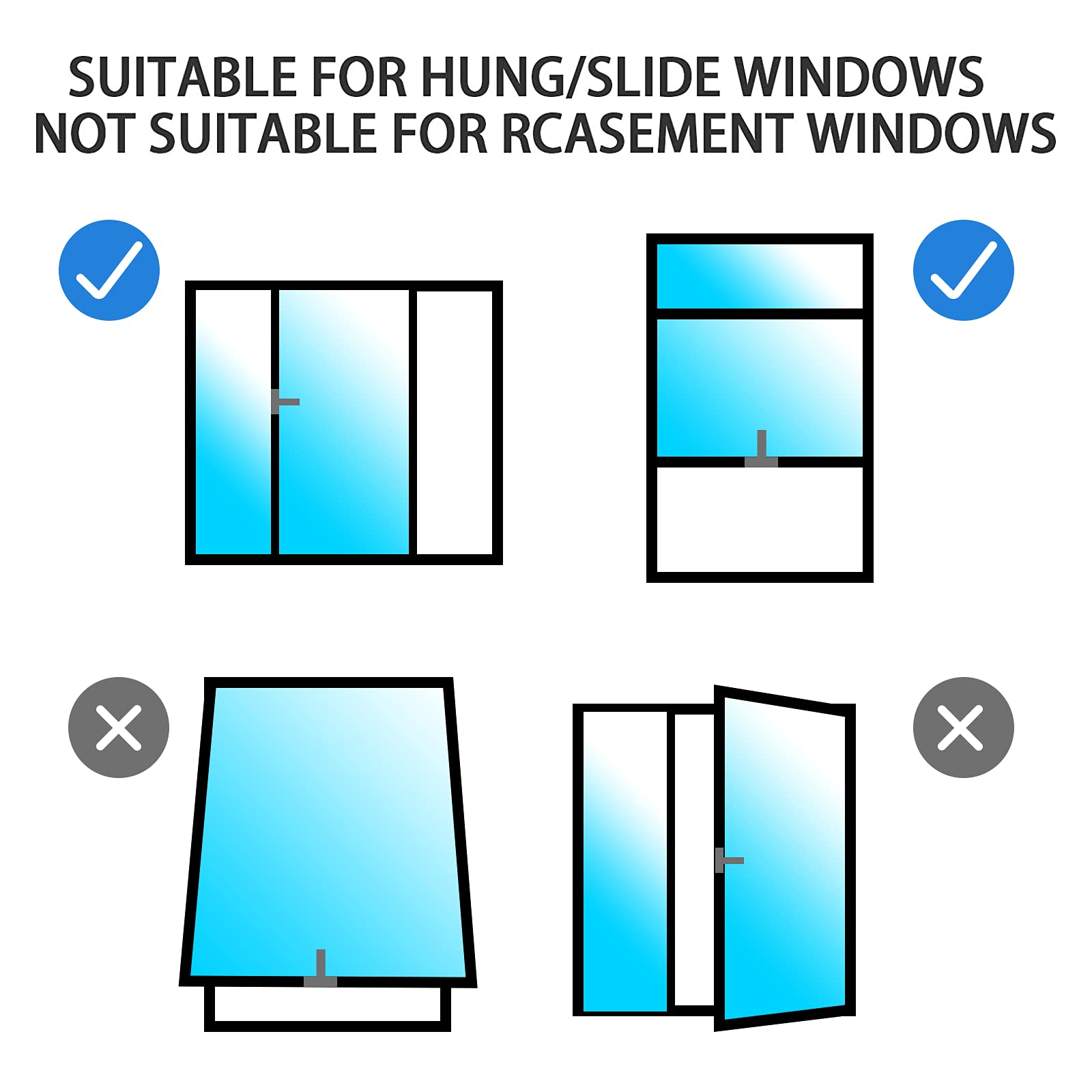 Portable Air Conditioner Window Seal Plates Kit, Plastic AC Vent Kit for Sliding Windows, Portable AC Duct, Adjustable Length Portable AC Vent Kit for 5.1/5.9 inch Air Conditioner Exhaust Hose