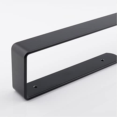 Hand Towel Holder Wall Mount or Adhesive No Drilling, 12.4 Inch Towel Bar Rack for Bathroom Countertop Sink Kitchen Paper Towel Holder Black