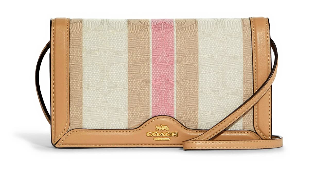 Coach Anna Foldover Clutch Crossbody in Signature Jacquard With Stripes
