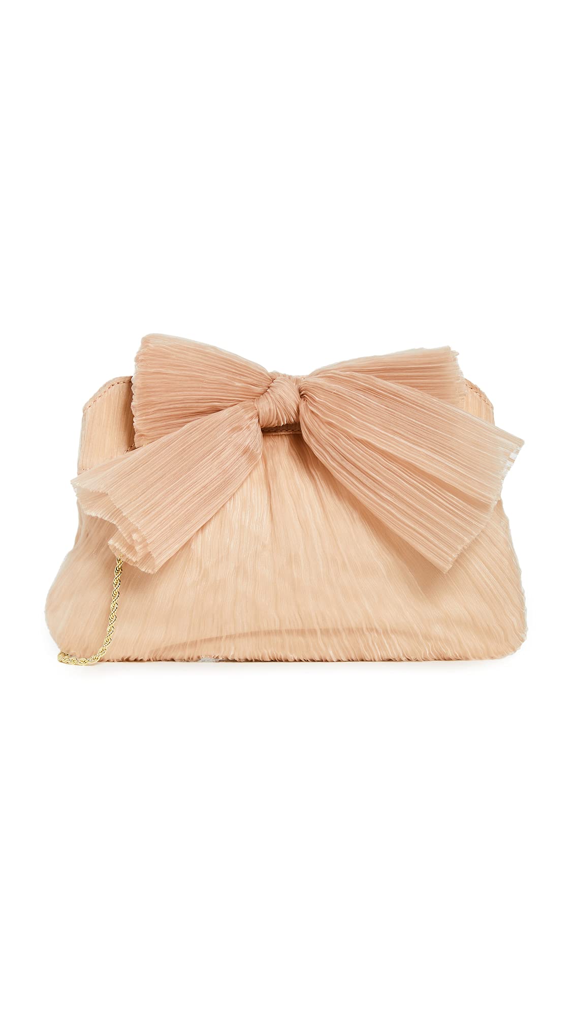 Loeffler Randall Women's Rayne Pleated Frame Clutch with Bow, Beauty, Pink, Tan, Small