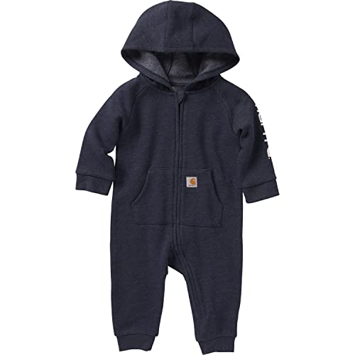 Carhartt Boys Long-Sleeve Zip-Front Hooded Coverall, Navy Blazer Heather, 18 Months