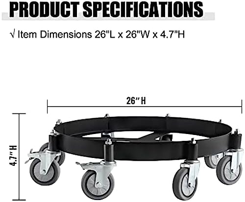 Migoda Heavy Duty Steel Drum Dolly, 55 Gallon Steel Frame with 8 Swivel Caster Wheels, 2000 Lbs Capacity, Anti-Tipping Design Fits for Workshops and Warehouses