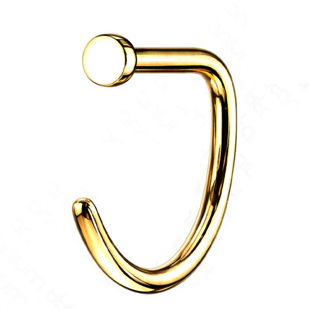 BODY DAZZ 20G-18G Grade 23 Titanium D Shape Nose Ring Hoop (Goldtone 18G 10mm)