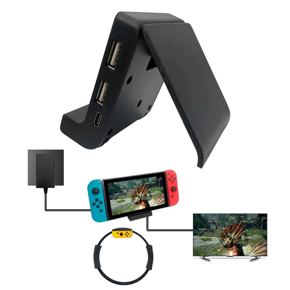 Coiorvis Switch Dock Station Portable TV Docking Station for Nintendo Switch with HDMI and USB 3.0 Port Support Switch TV Dock Mode and Switch OLED Mode Black