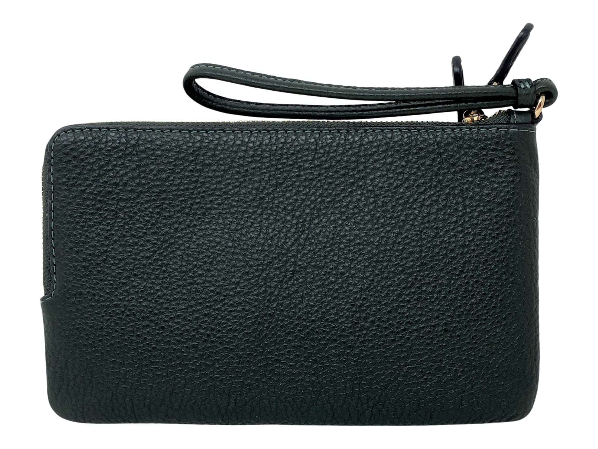 Coach Double Zip Wallet In Signature Coated Canvas (Khaki Amazon Green) Style No. C5576
