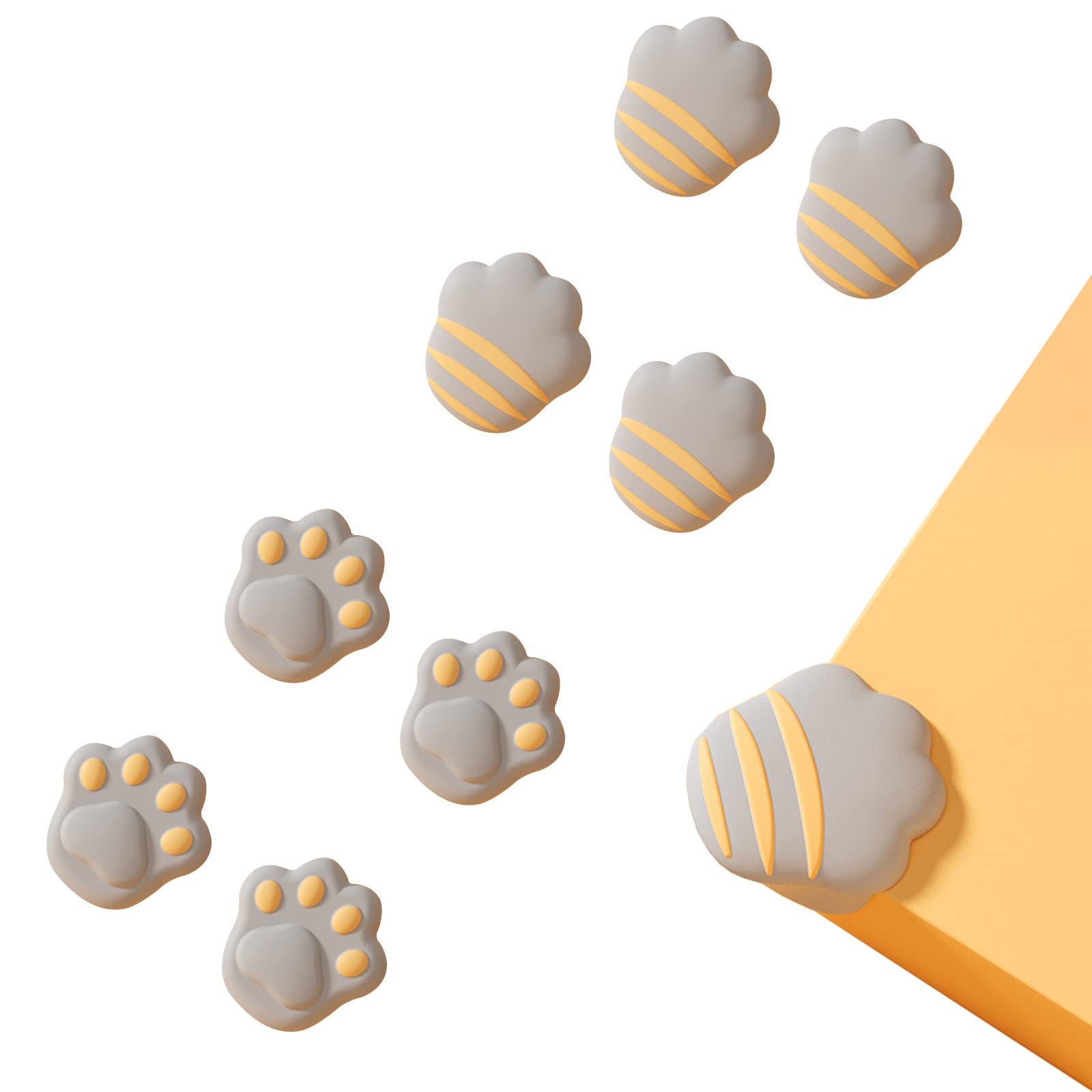 Clzemo 8Pcs Table Corner Protectors for Baby Proofing, Cute Cat Paw Shape Furniture Corner Guards Silicone Desk Corner Bumpers, Self-Adhesive Child-Proof Corner Covers for Anti-Collision Keep Safety