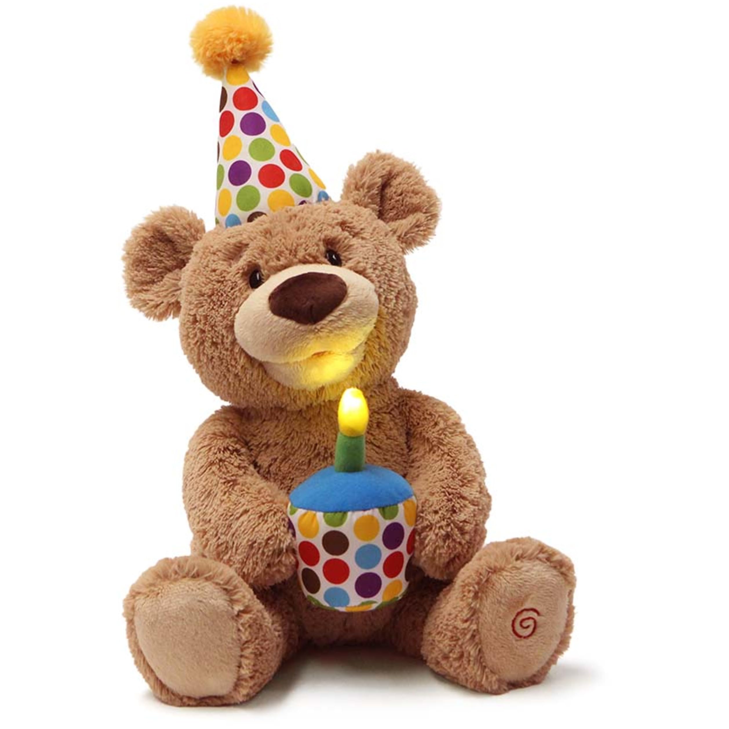 GUND Happy Birthday Teddy Bear Bear Animated Plush Toy, Glow-in-The-Dark Singing Stuffed Animal, Brown, 10โ