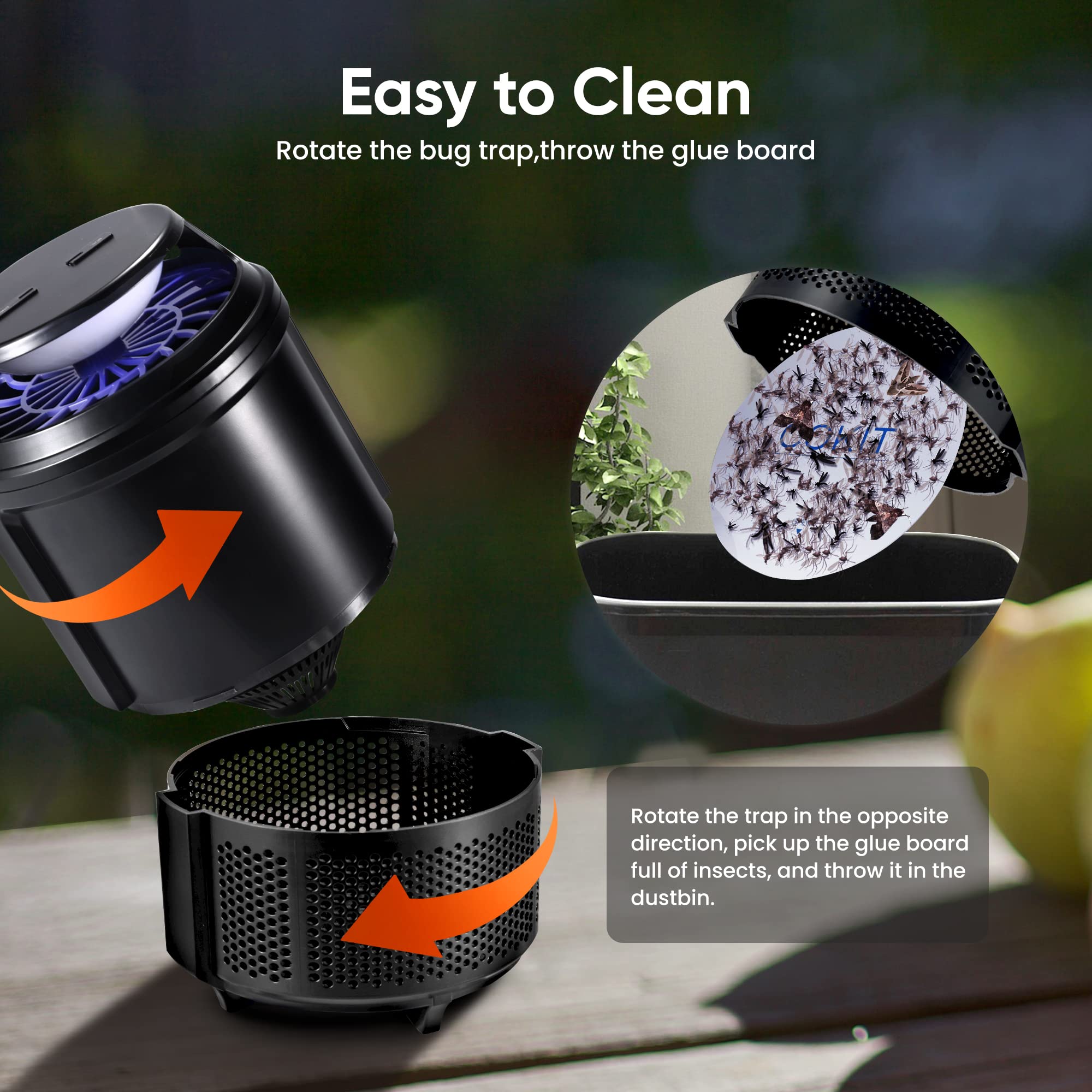 COKIT Indoor Insect Trap 2 Pack Fruit Fly Trap for Indoors Dual-Mode Bug Zapper Indoor Insect Trap with Suction, Bug Light & 6 Glue Boards Non-Zapper Traps for Mosquito, Gnat, Moth, Fruit Flies