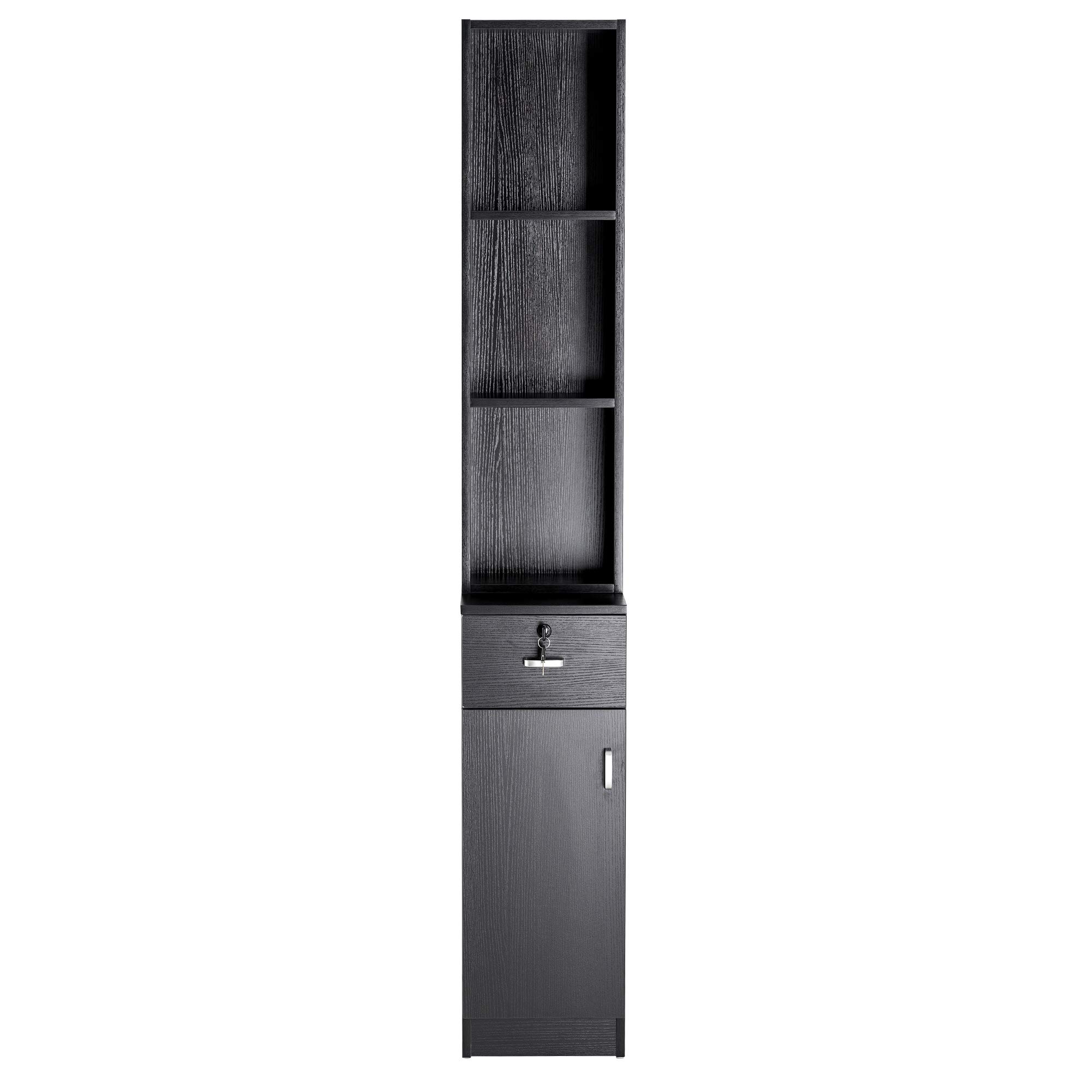 BarberPub 70"x13.2"x11" Locking Wall Mount Hair Styling Barber Station Drawer Storage Beauty Salon Spa Equipment 3036-1 (Black)