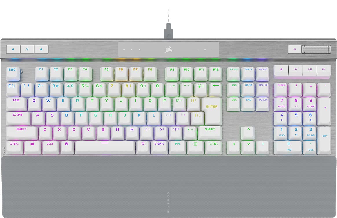 CORSAIR CH-910951A-JP USB K70 RGB PRO White Gaming Keyboard, 2022 Model, Uses Our Own OPX Axis, 8,000 HZ, Polling Rate Compatible, Removable Palm Rest