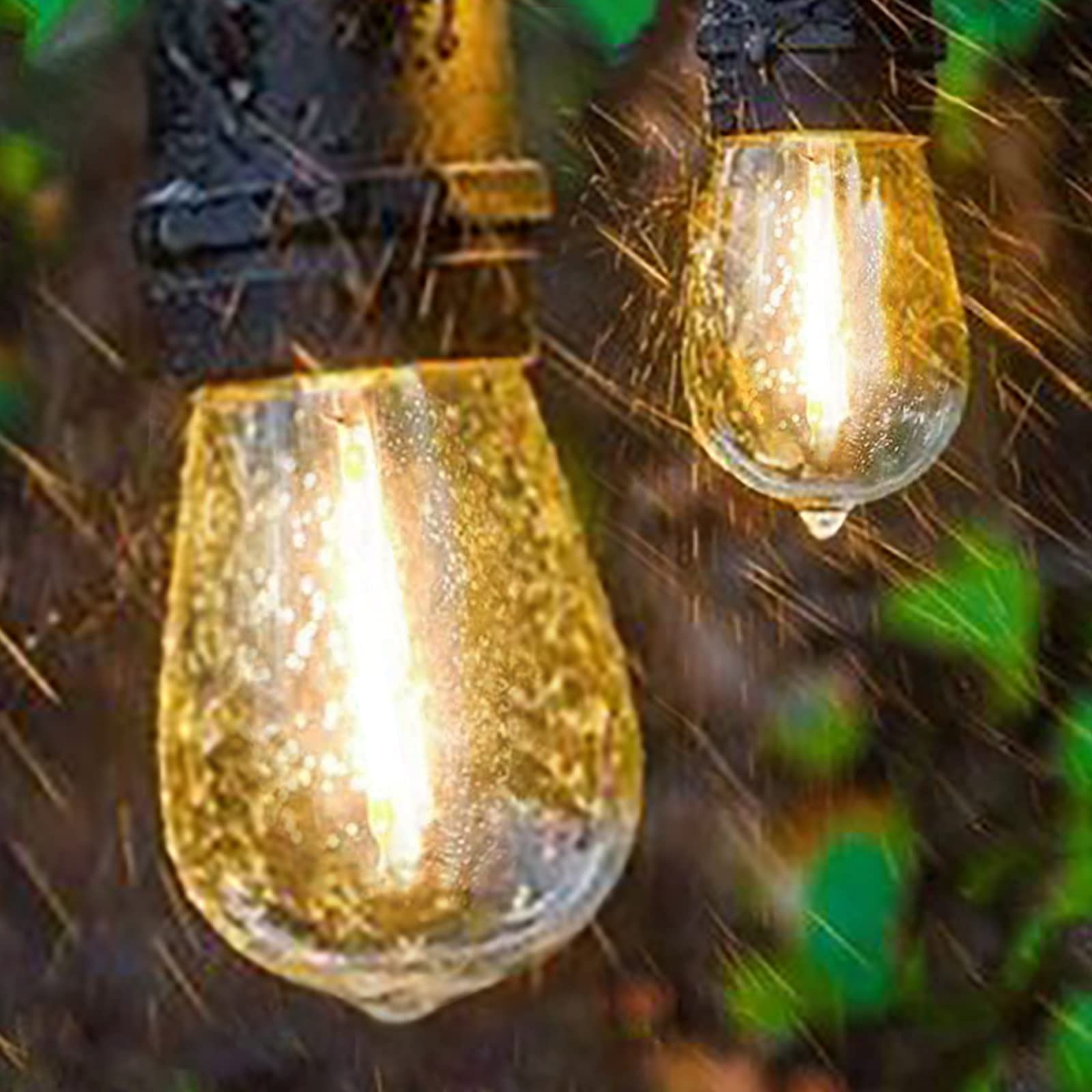 BRTLX Outdoor String Lights, Connectable IP65 Waterproof 100Ft S14 LED String Patio Lights with 30 Hanging Sockets and 32 x 1W Energy Saving LED Bulbs(2 Spare) E26 Base Warm White 2700K for Cafe Porch