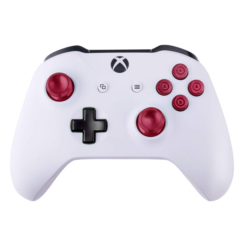 Metal Thumbsticks Joysticks for Xbox One Controller, Aluminum Alloy ABXY Bullet Buttons Analog Grip Replacement Parts for Xbox One, One S/X, Series X Controllers with Installation Tools(Red)