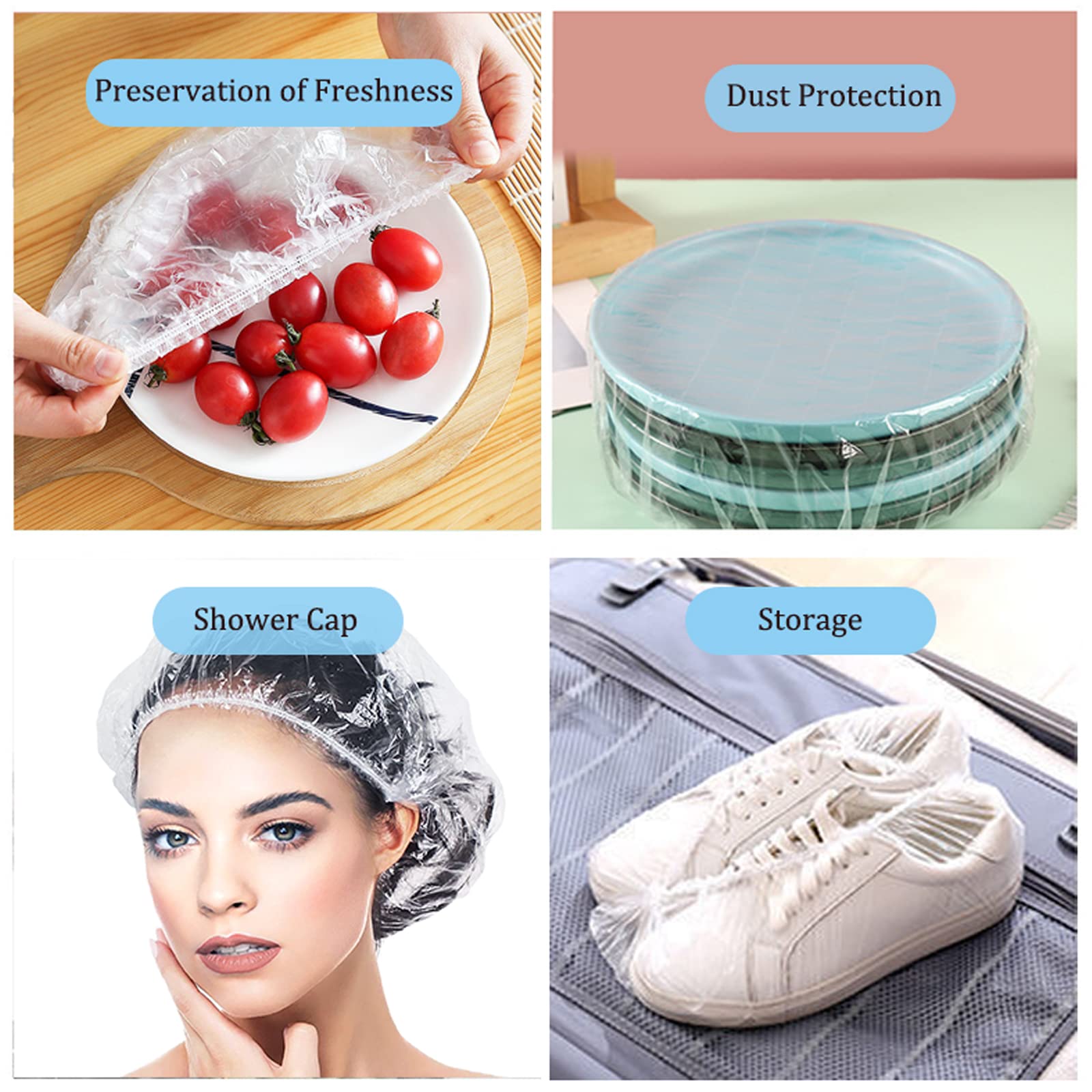 Disposable Shower Caps, 15pcs Plastic Thickening Clear Waterproof Bath Hair Cap For Spa, Home, Hotel and Hair Salon