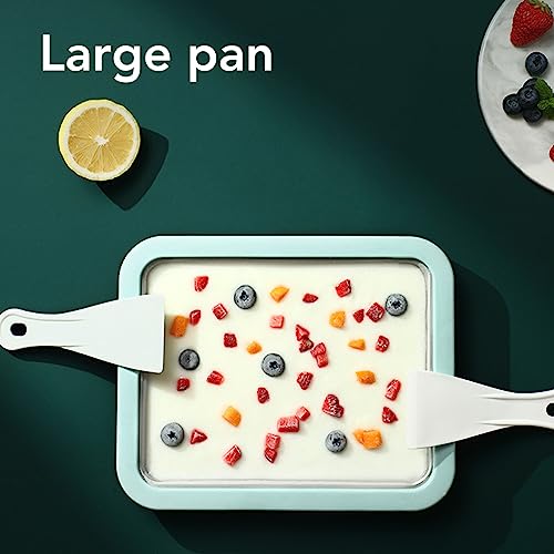 Instant Ice Cream Maker, Rolled Ice Cream Maker, Stainless Steel Cold Pan Plate Homemade DIY Serve with 2 Spatula for Ice Cream Slushies Yogurt