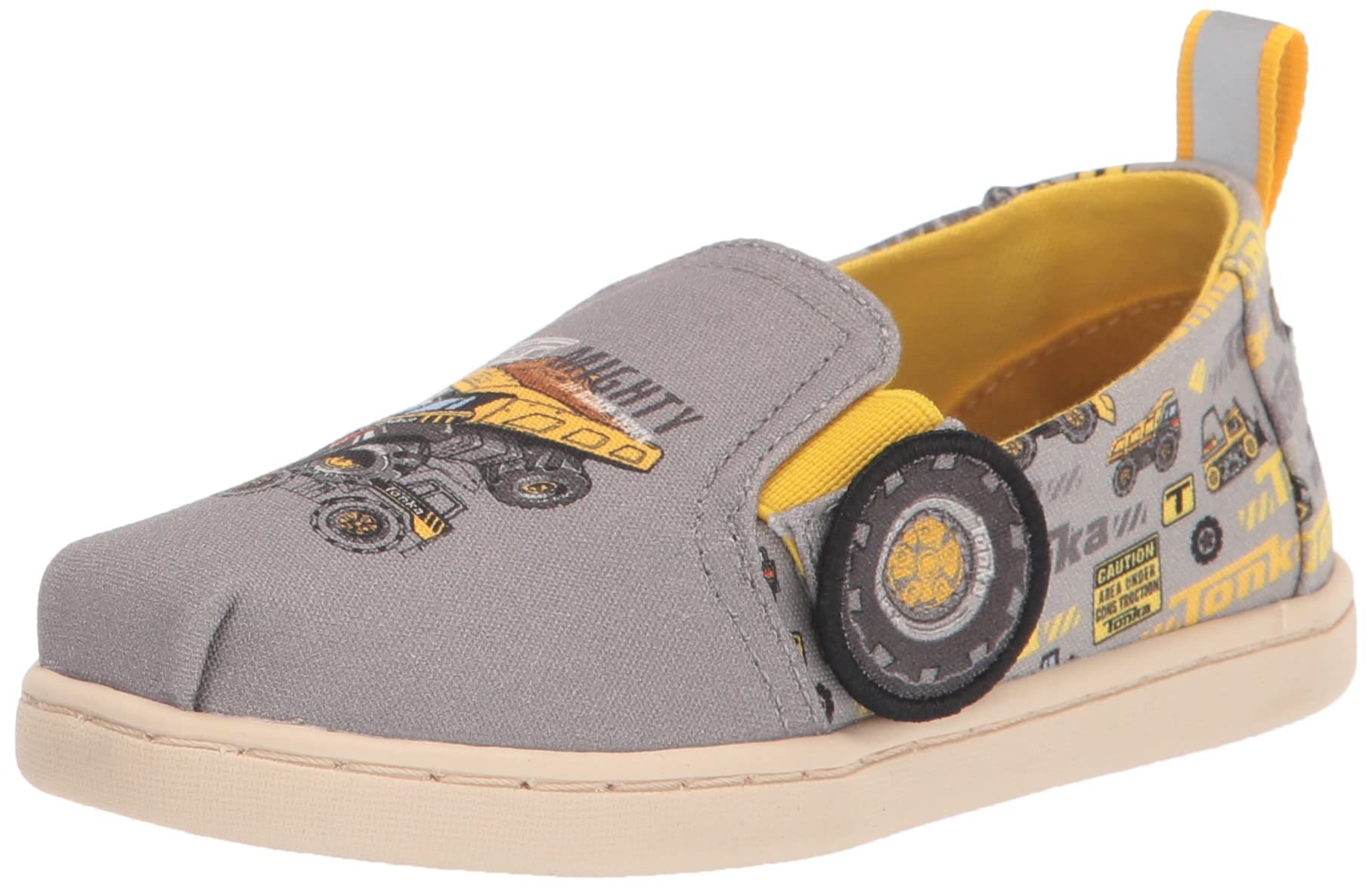 TOMS Boy's Alpargata Twin Gore Loafer Flat, Ultimate Grey Tonka Construction Print, 6 Toddler