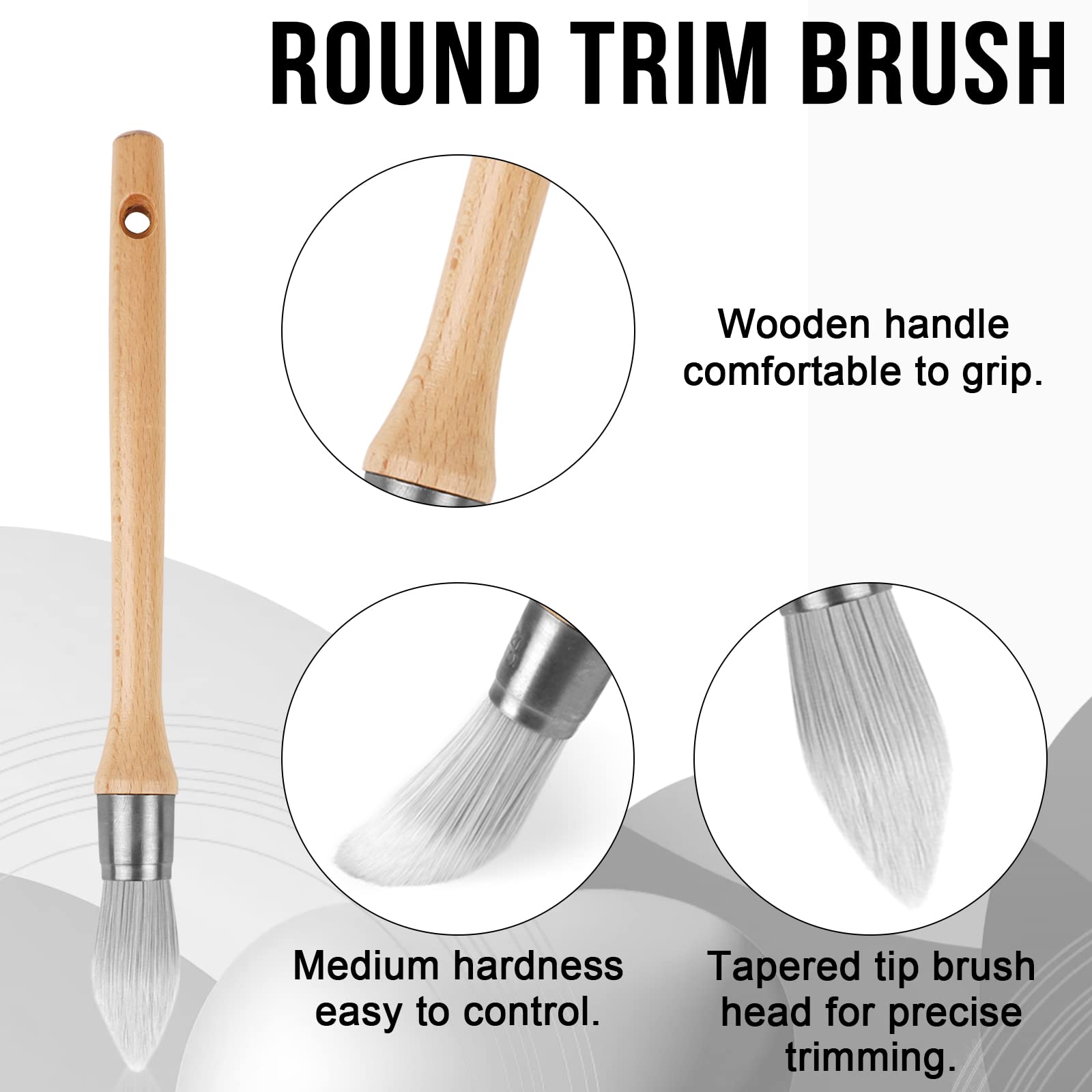 WRAPXPERT Trim Paint Brush,11" Long Handle Edge Painting Tool Kit,Round Trim Brushes for Corner,Touch UPs,Artwork,House Wall Edges 3-Pack