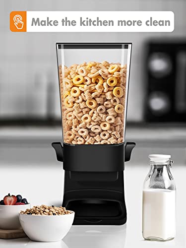 Conworld Cereal Dispenser Countertop, Large Capacity Rice Dispenser Cereal Container Storage, Not Easy to Crush Food, Dry Food Dispenser for Rice, Candy & Snack, Black (5.5 Qt)