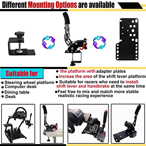 Obokidly Upgrade 2-IN-1 USB Handbrake Support G27/G29/G920 Compatible With PS4/XBOX ONE + PC For Simracing Game Sim Rig With Clamp (Support G920 With Clamp, Black)