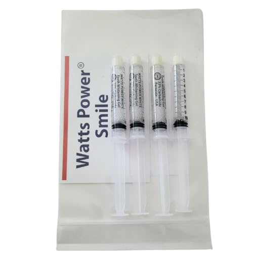 Watts Power 35% Dual Action Teeth Whitening Gels Huge 10ml - 4 Huge 10ml Gels Plus Aftercare Gel - Optimized OTC Dual Action for Surface and Deep Stains for Quick Results - Made in The USA - Kosher
