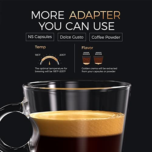 Small Espresso Machine 20 Bar Capsules Maker Compatible for NS Original Capsules/Nescafe Dolce Gusto/L'or Coffee Pods/Coffee Powder with Fast Heating System for Espresso,1450W(Small)