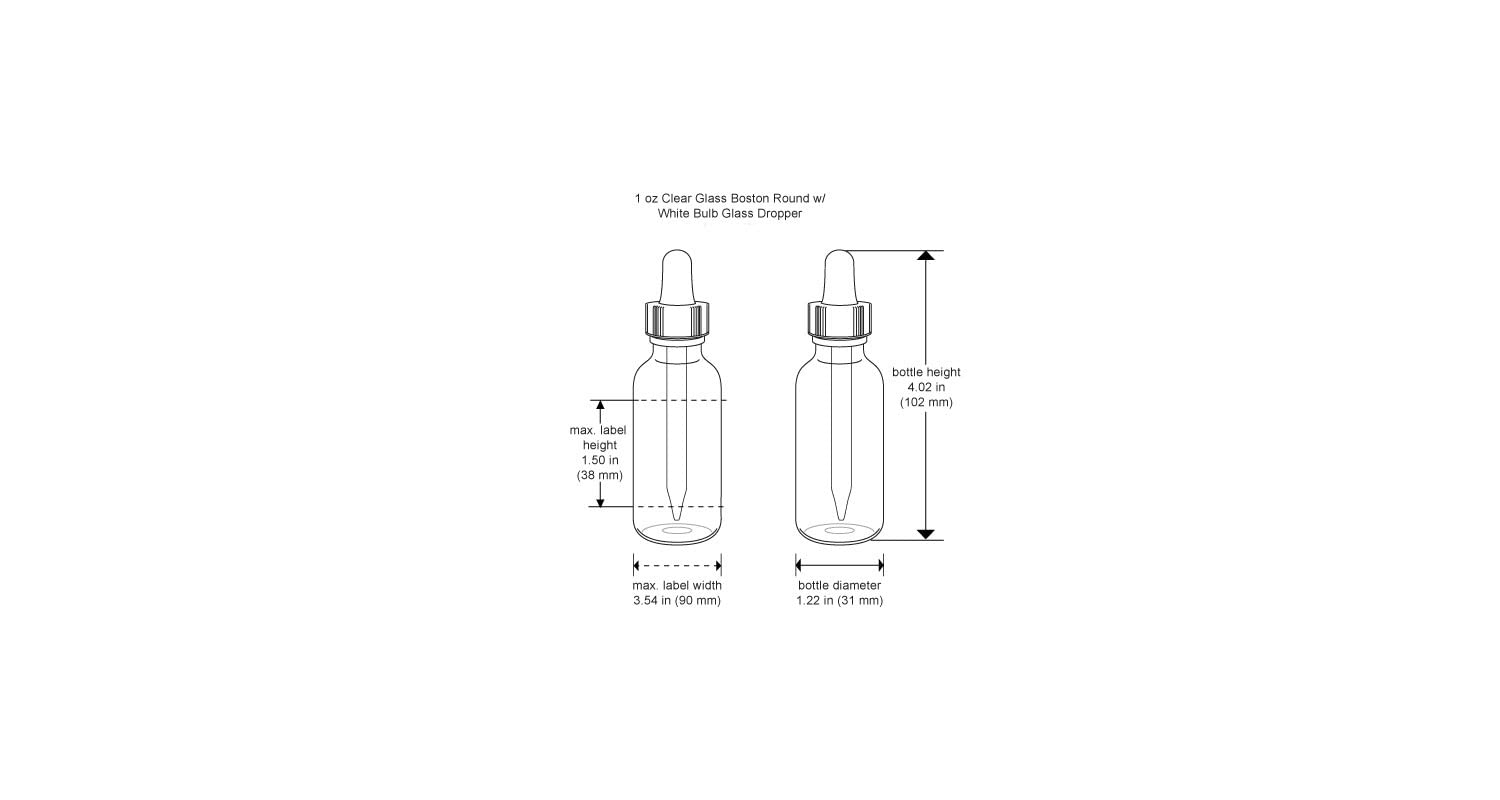 Caribbean Coastal Delights 1oz clear Glass Dropper Bottles (30mL) with Tapered Glass Droppers - Pack of 2