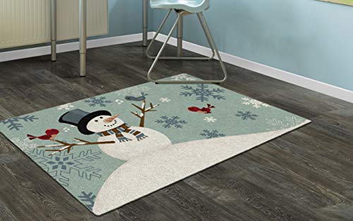 Brumlow MILLS Snowman Songs Holiday Decorative Christmas Celebration Area Rug for Front Door, Entryway, Kitchen or Bedroom Mat, 2'6" x 3'10", Teal