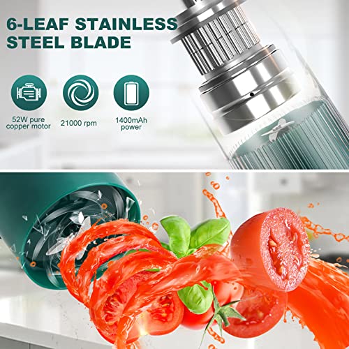 Portable Blender, Personal Blender for shakes and smoothies,Mini Blender,390 ml Capacity (13 oz), Small Blender, with Sharp 6 Blades,Travel Blender,USB Charging is Applicable to Travel,Outdoor,Gym and Office…