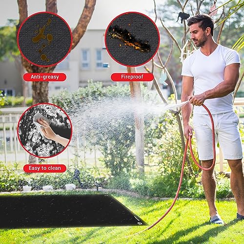 Grill Mat for Outdoor Grill Deck Protector, 65 x 36 Large Under In BBQ Mats for Grilling Double-Sided for Indoor, Gas Grill Sheets,Waterproof,Oil-Proof,Suitable for Fireplace Mat,Fire Pit Floor Mat