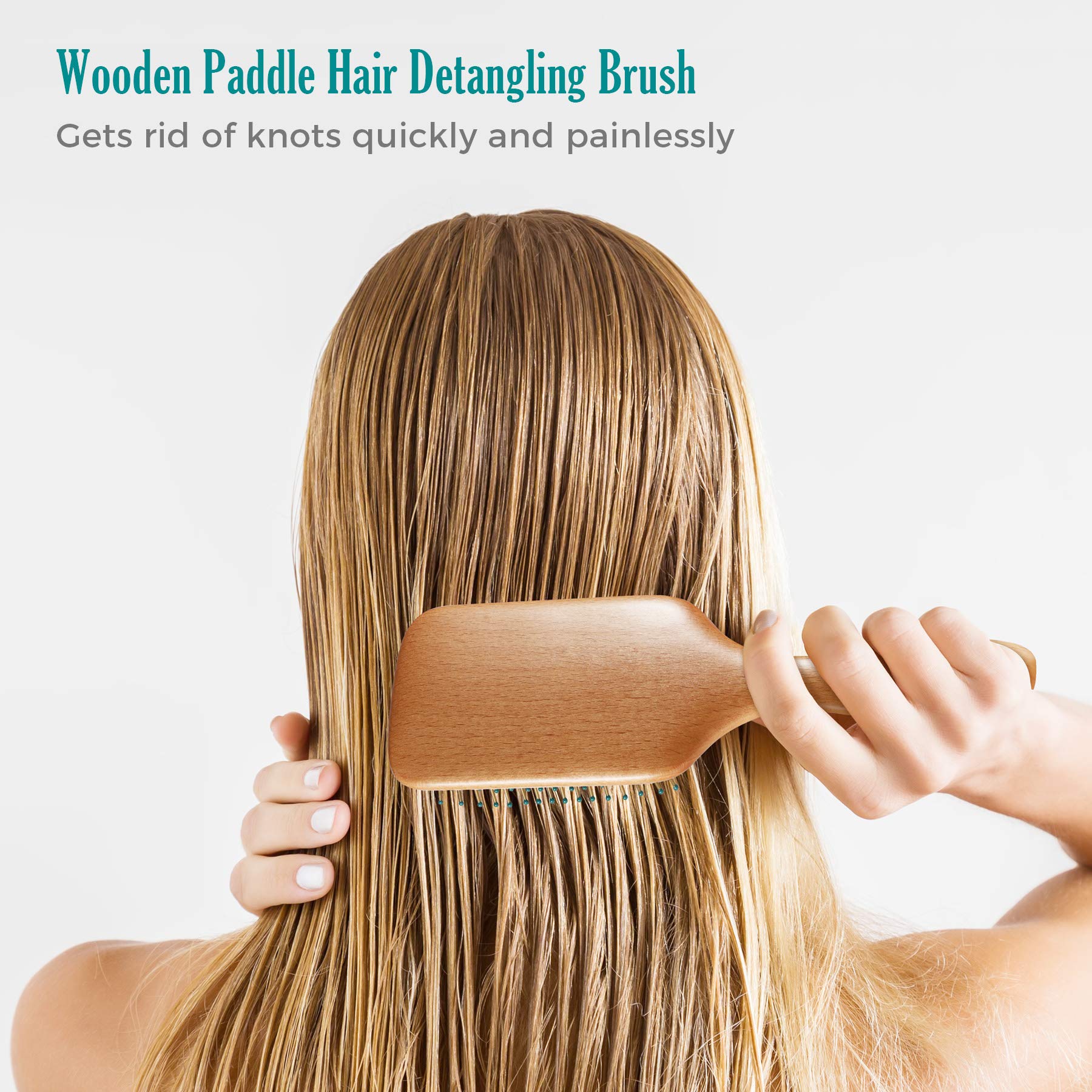 BFWood Wooden Paddle Hairbrush -