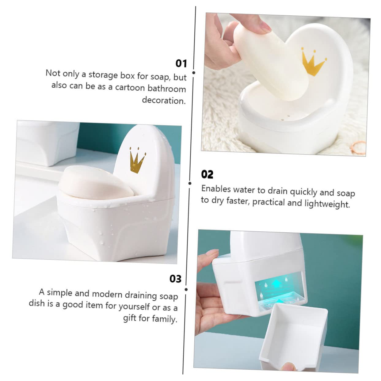 Cabilock 1pc Box Toilet Soap Box Bathroom Soap Case Plastic to Go Containers Soap Case Holder Soap Drainer Stair Basket Bath Sponge Bar Soap Dish Soap Storage Pp Cartoon White Storage Rack