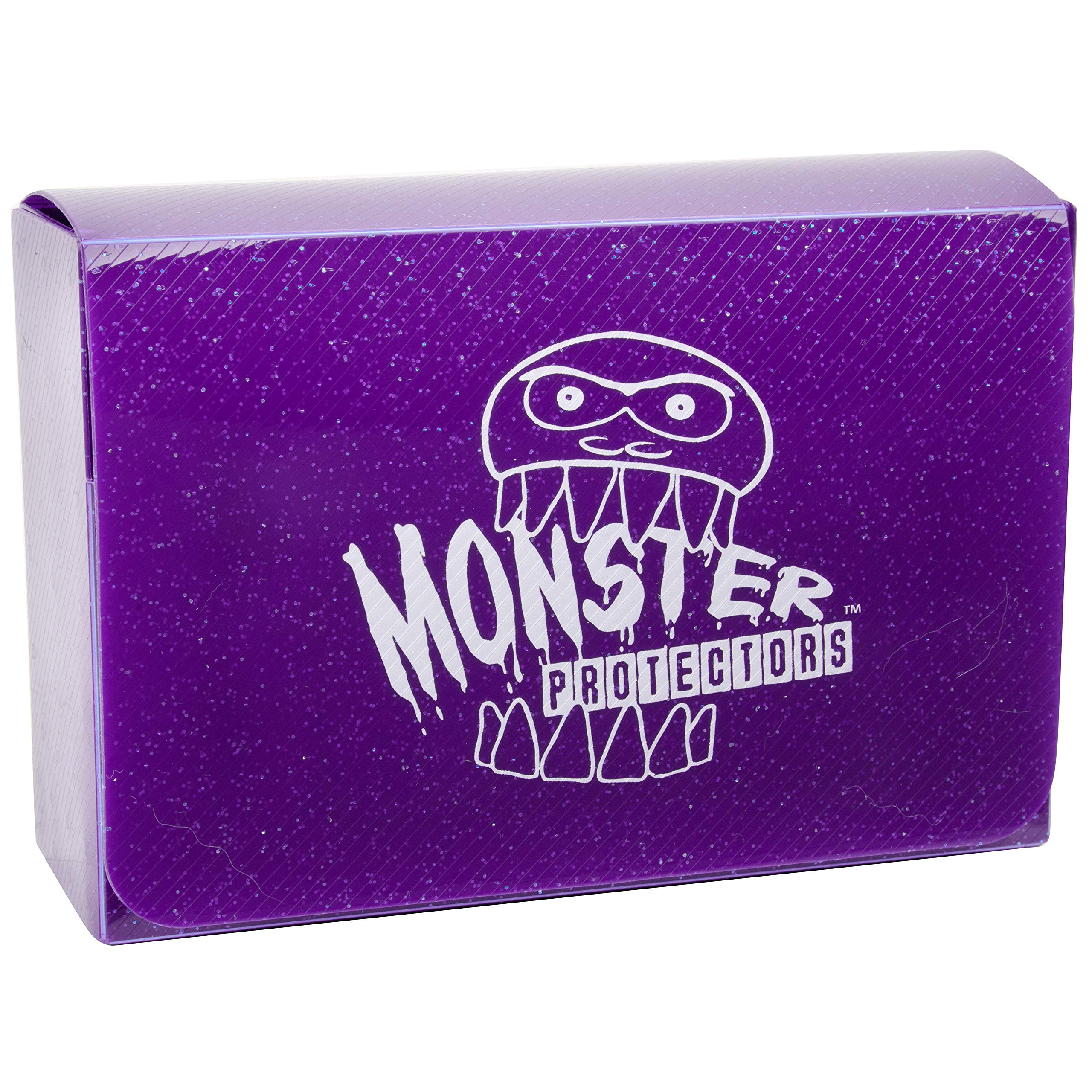 Monster Protectors Magnetic Double Deck Box - Purple Glitter, Holds 150 Gaming TCGs, Self-locking Closure, Compatible w Standard & Smaller Size Gaming Trading Cards, Removable Construction, Gift